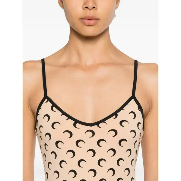 MARINE SERRE Moon Print V-neck Spaghetti Strap Dress