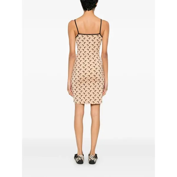 MARINE SERRE Moon Print V-neck Spaghetti Strap Dress