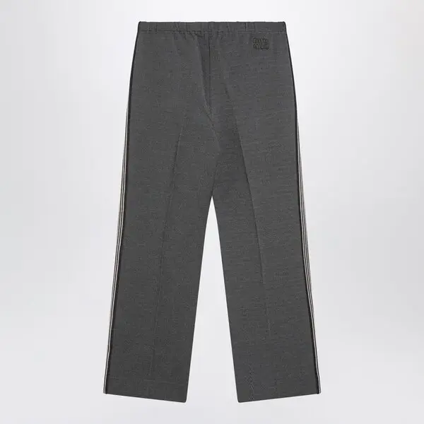 Miu Miu Anthracite Knitted Trousers In Punto Stoffa
