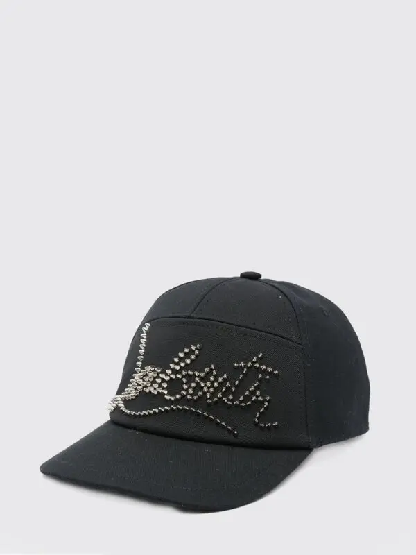 CHRISTIAN LOUBOUTIN Baseball Cap With Embellished Logo - Black