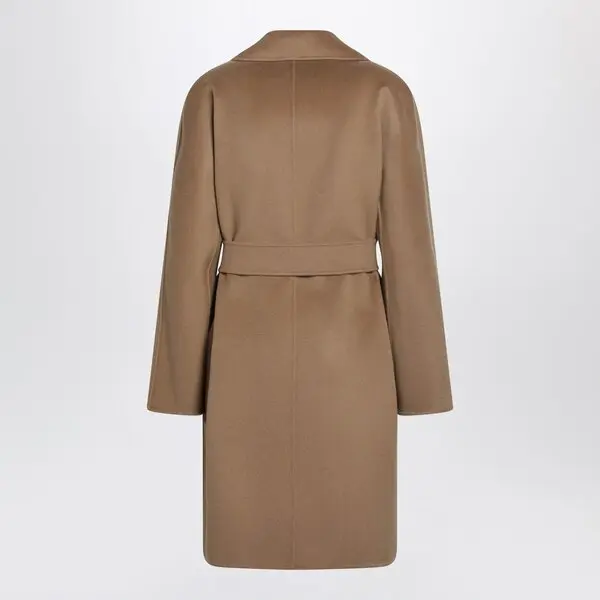 Max Mara Camel Cashmere Wool Blend Wrap Coat - Brown