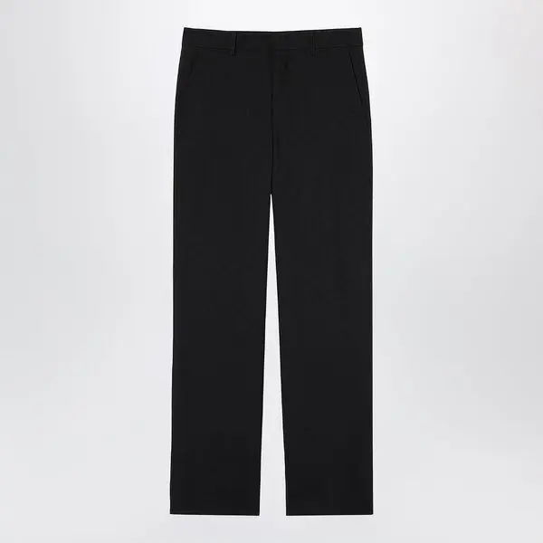 Gucci Wool Trousers With Gg Pattern - Black