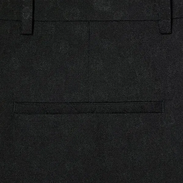 Gucci Wool Trousers With Gg Pattern - Black
