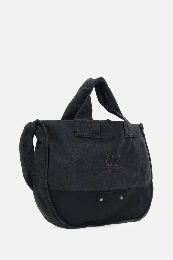 C.P. COMPANY Raffia Shopping Bag With Embroidered Logo