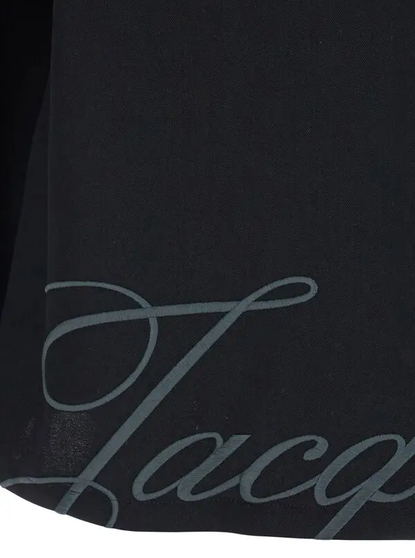 Jacquemus La Chemise Mecano' Black Shirt With Zip Closure And Maxi Logo Lettering On The Back In Wool For - Multicolor