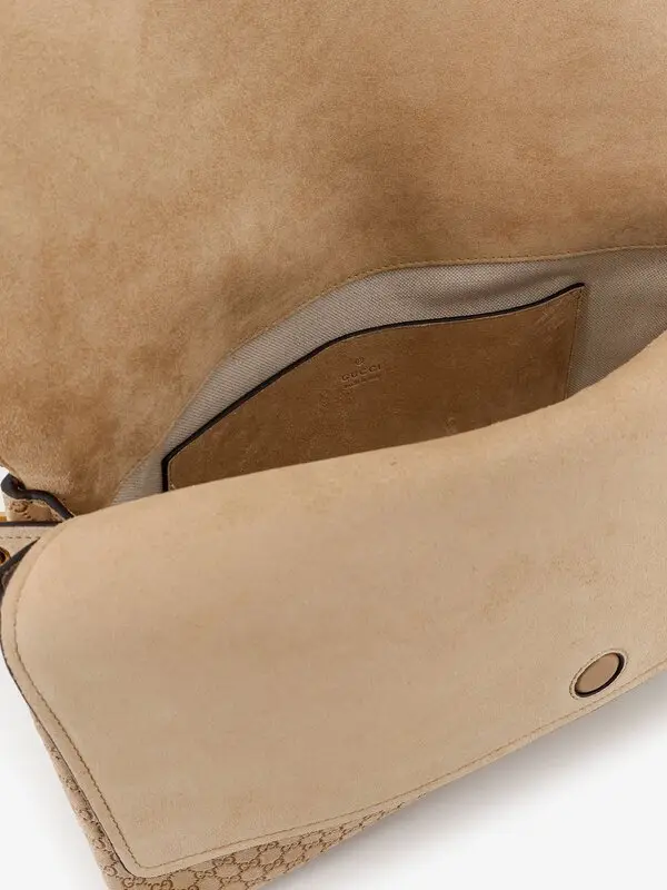 Gucci Suede And Gg Canvas Shoulder Bag