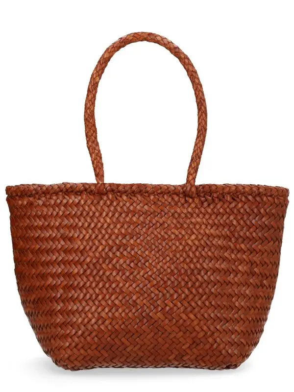 Dragon Diffusion Grace Basket Small Woven Leather Tote - Brown