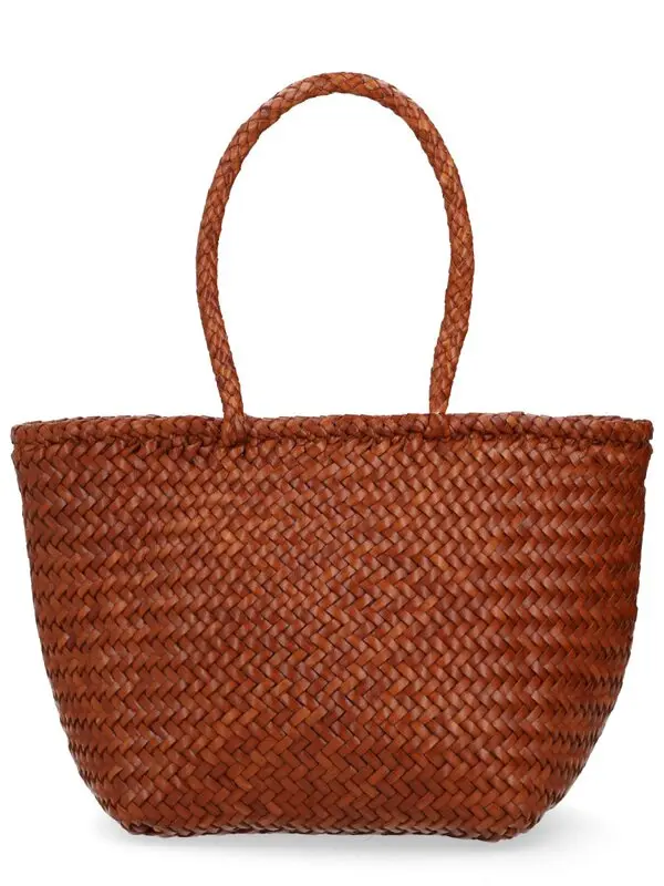 Dragon Diffusion Grace Basket Small Woven Leather Tote - Brown