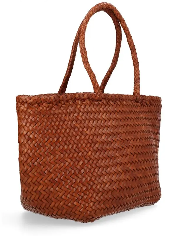 Dragon Diffusion Grace Basket Small Woven Leather Tote - Brown