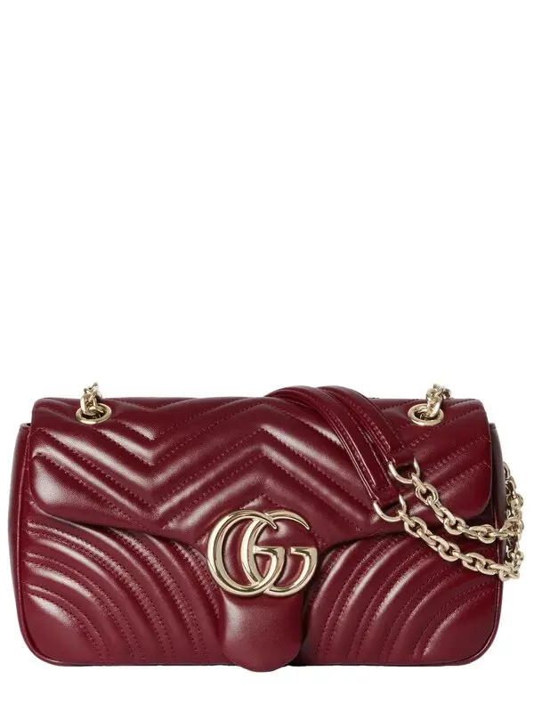 Gucci Gg Marmont Quilted Lambskin Shoulder Bag - Red