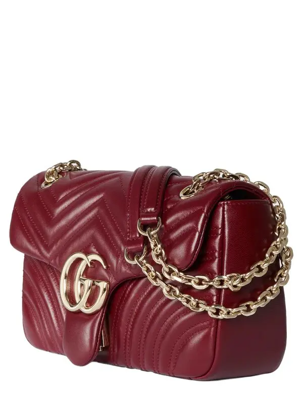 Gucci Gg Marmont Quilted Lambskin Shoulder Bag - Red