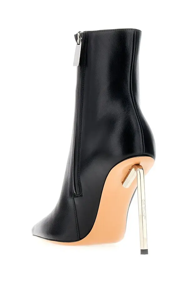 Off-White Black Leather Ankle Boots With Metal Heel