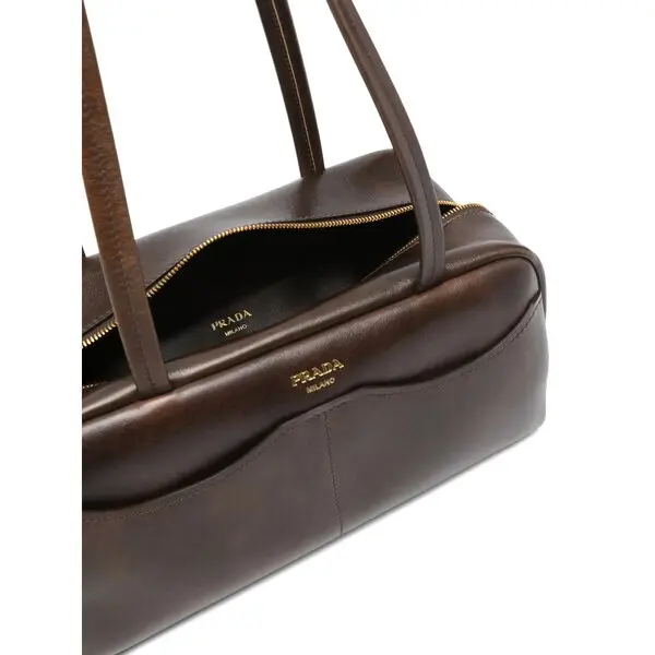 Prada Calf Leather Shoulder Bag - Brown
