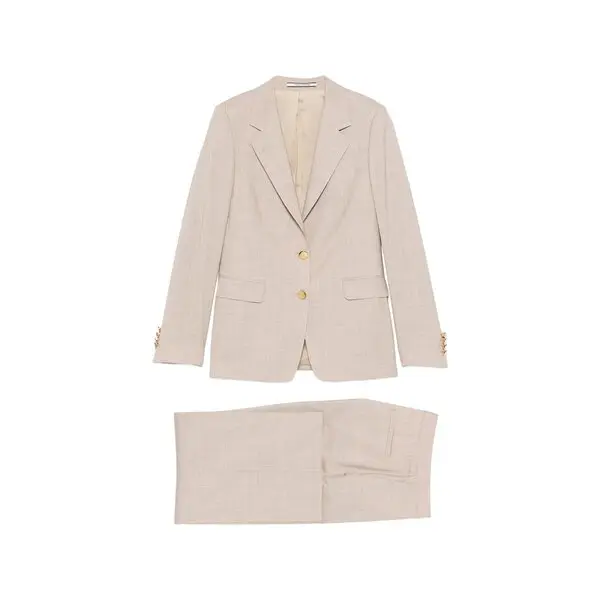 Tagliatore Neutrals Tailoring Evening Suit With Flap Pockets - Cream