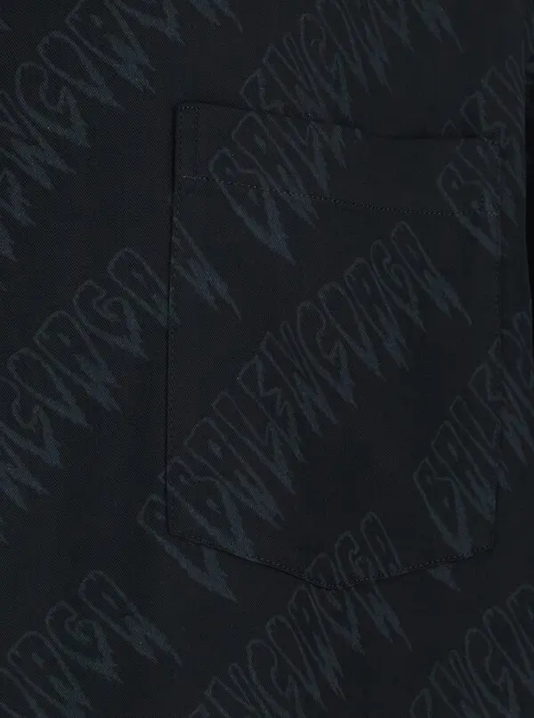 Balenciaga Shirt 'creeper' With Classic Collar And All-over Logo Motif In Viscose For - Black