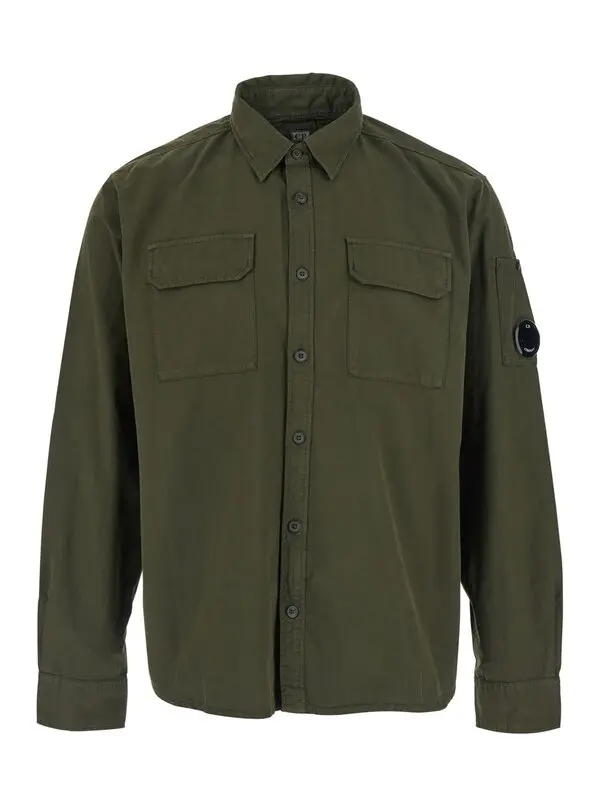 C.P. COMPANY Organic Gabardine Long Sleeve Lens Shirt - Multicolor