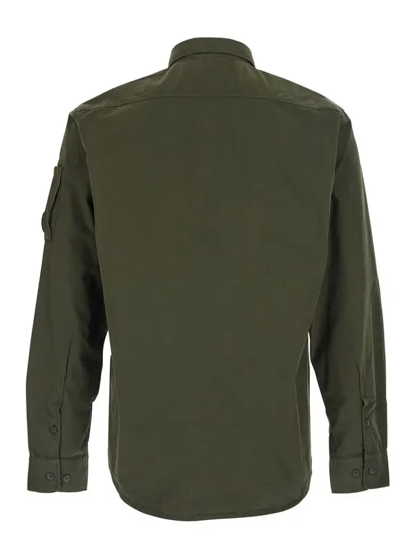 C.P. COMPANY Organic Gabardine Long Sleeve Lens Shirt - Multicolor
