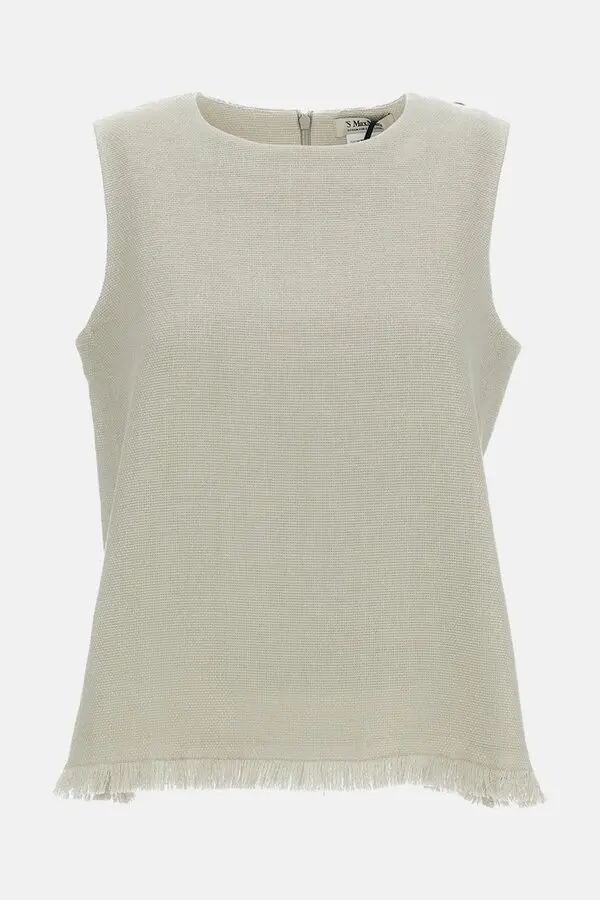 Max Mara Sleeveless Top With Frayed Hem - Multicolor