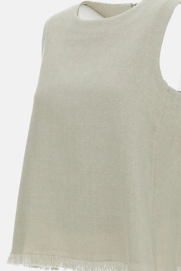 Max Mara Sleeveless Top With Frayed Hem - Multicolor