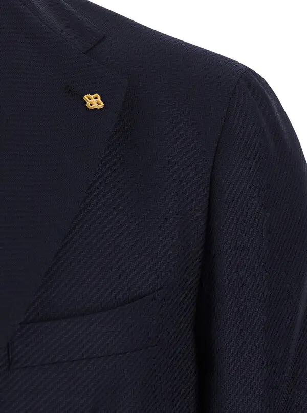 Tagliatore Single-breasted Blue Jacket With Classic Design In Wool For