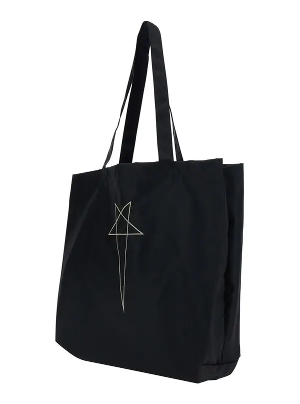 Rick Owens Black Fabric Tote Bag With Nylon Details