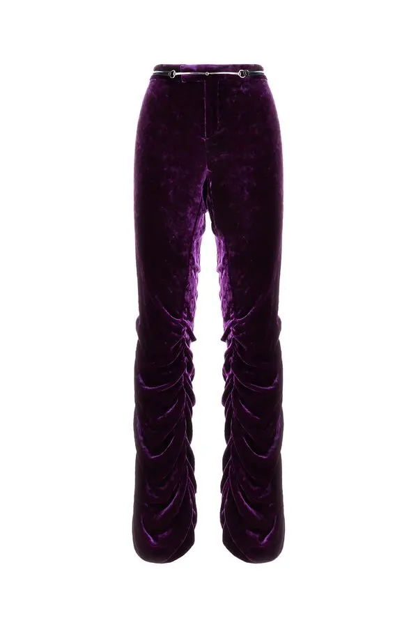 Gucci Velvet Ruched Trousers - Multicolor