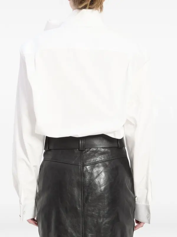 Saint Laurent White Cotton Poplin Shirt With Lavallière Collar - Multicolor
