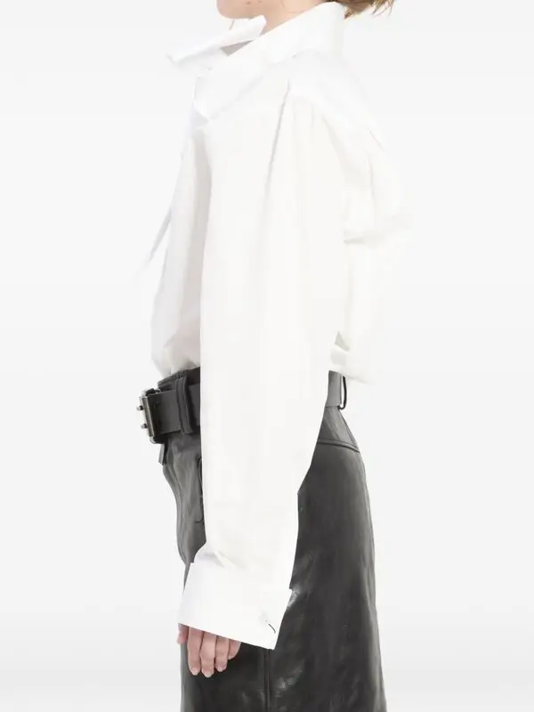 Saint Laurent White Cotton Poplin Shirt With Lavallière Collar - Multicolor
