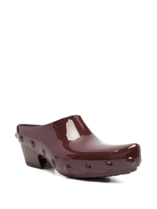 Bottega Veneta Studded Glossed Block Heel Clogs