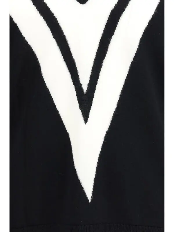 Valentino Garavani Virgin Wool Sweater With Intarsia V Detail