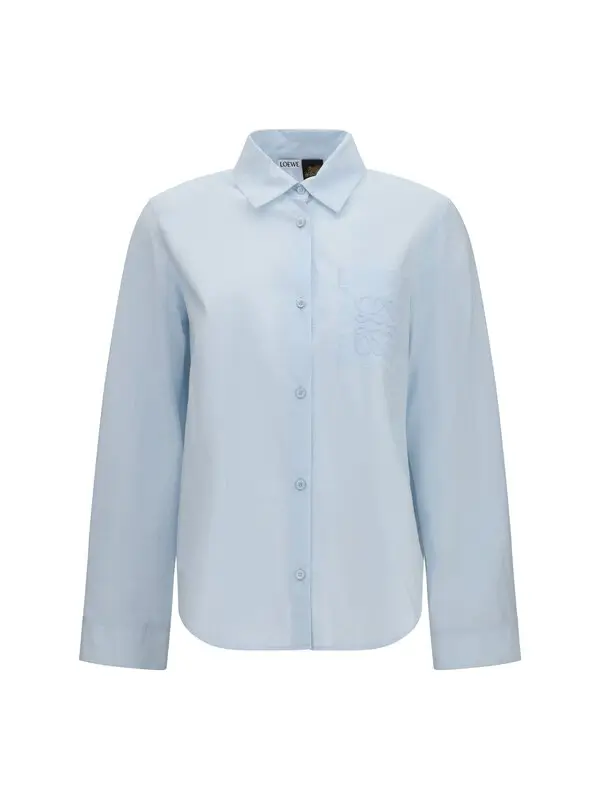 Loewe Lightweight Textured Cotton-blend Poplin Shirt With Crochet Anagram Embroidery