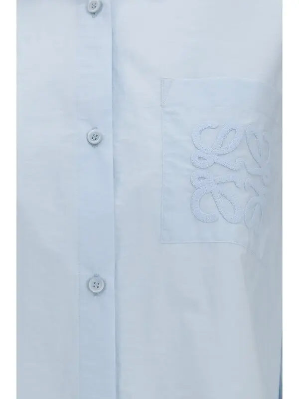 Loewe Lightweight Textured Cotton-blend Poplin Shirt With Crochet Anagram Embroidery