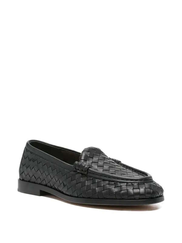 Bottega Veneta Silenzio Woven Leather Loafers - Multicolor
