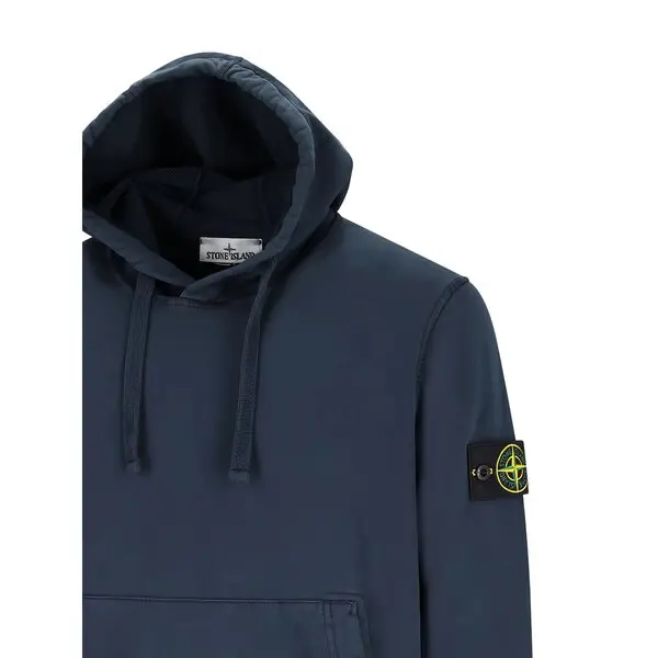 Stone Island Drawstring Hood Pouch Pocket Hoodie - Blue