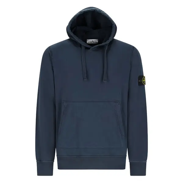 Stone Island Drawstring Hood Pouch Pocket Hoodie - Blue