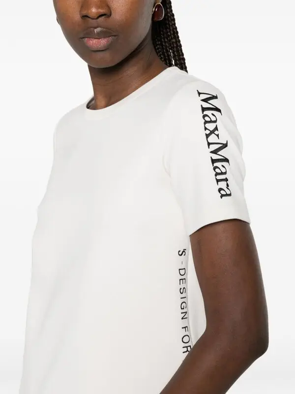 Max Mara Ecru Cotton Blend Jersey Crewneck T-shirt - Multicolor