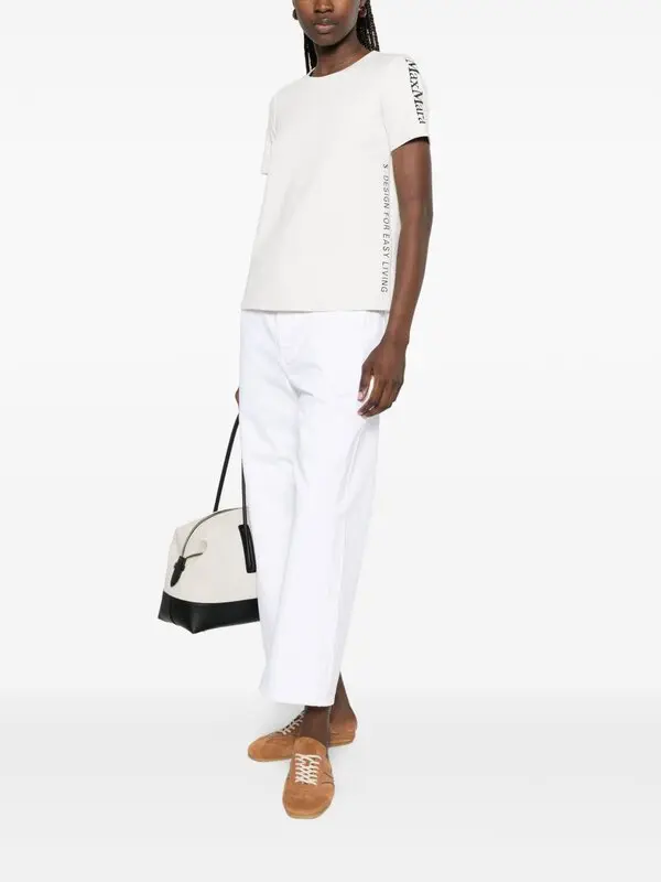 Max Mara Ecru Cotton Blend Jersey Crewneck T-shirt - Multicolor