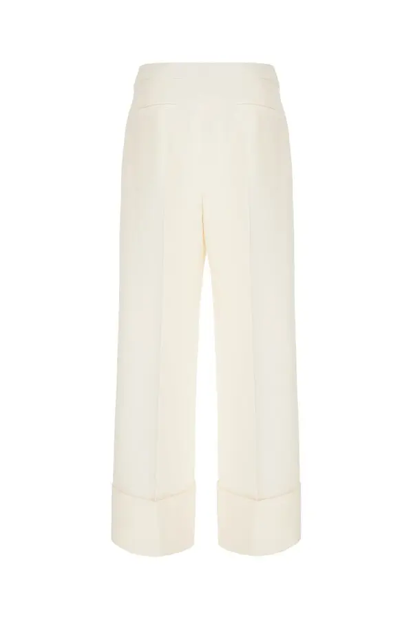 Valentino Garavani Cropped Trousers With Gold Tone V Detail