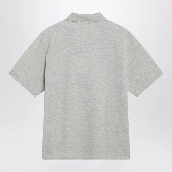Saint Laurent Grey Cotton Pique Polo With Cassandre Logo