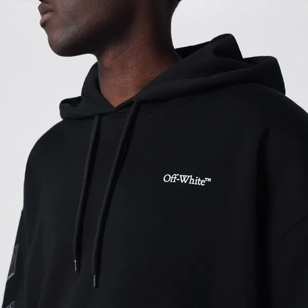 Off-White Cotton Logo Print Hooded Sweatshirt - Black
