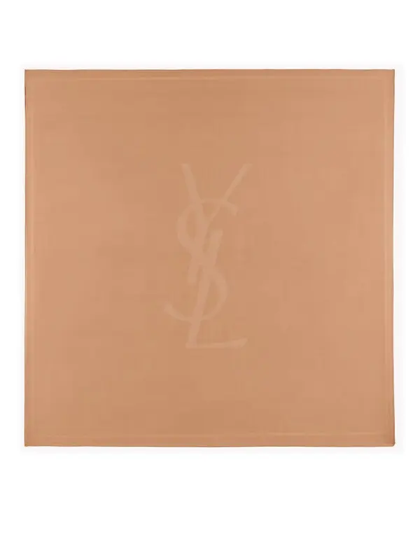 Saint Laurent Cassandre Square Scarf In Silk Charmeuse - Brown