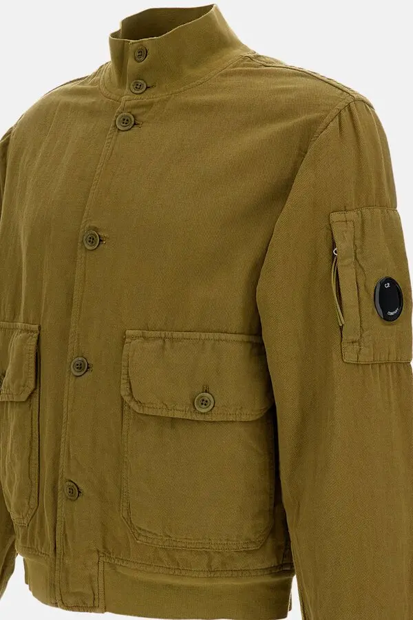 C.P. COMPANY Linen Blend Bomber Jacket - Multicolor