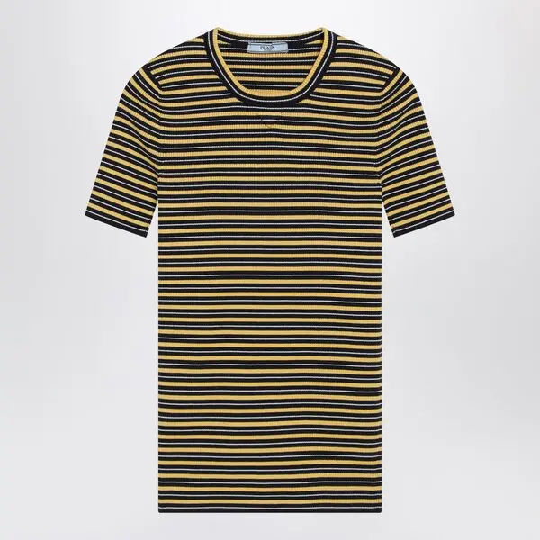 Prada Striped Stretch Cotton T-shirt - Blue