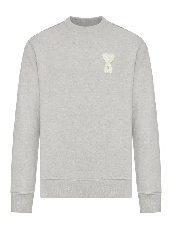AMI Paris De Coeur Cotton Knit Sweatshirt - Gray