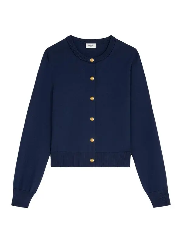 Celine Fine Wool Cardigan With Triomphe Engraved Buttons