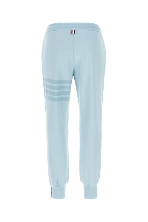 Thom Browne Ribbed Knit Drawstring Trousers With Four Bar Detail - Multicolor