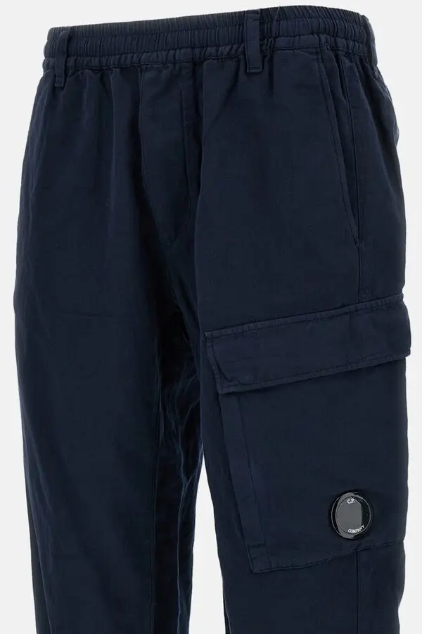 C.P. COMPANY Linen Blend Cargo Trousers - Multicolor
