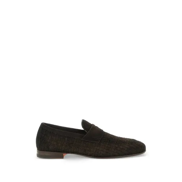 Santoni Loafers In Leather - Brown