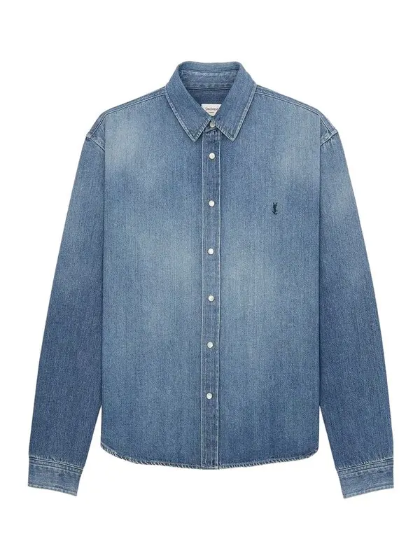 Saint Laurent Cassandre Shirt In Denim - Multicolor