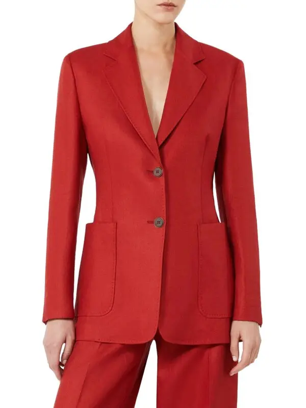 Max Mara Single-breasted Volonta Jacket In Rosso Linen